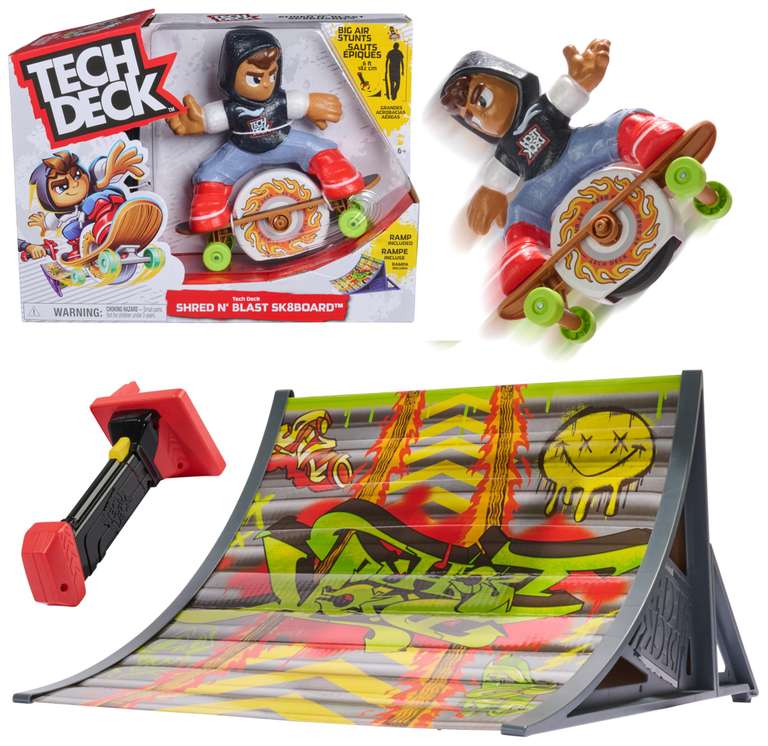 Tech Deck Shred N' Blast Sk8board, Motorised Finger Skateboard Toy with ...