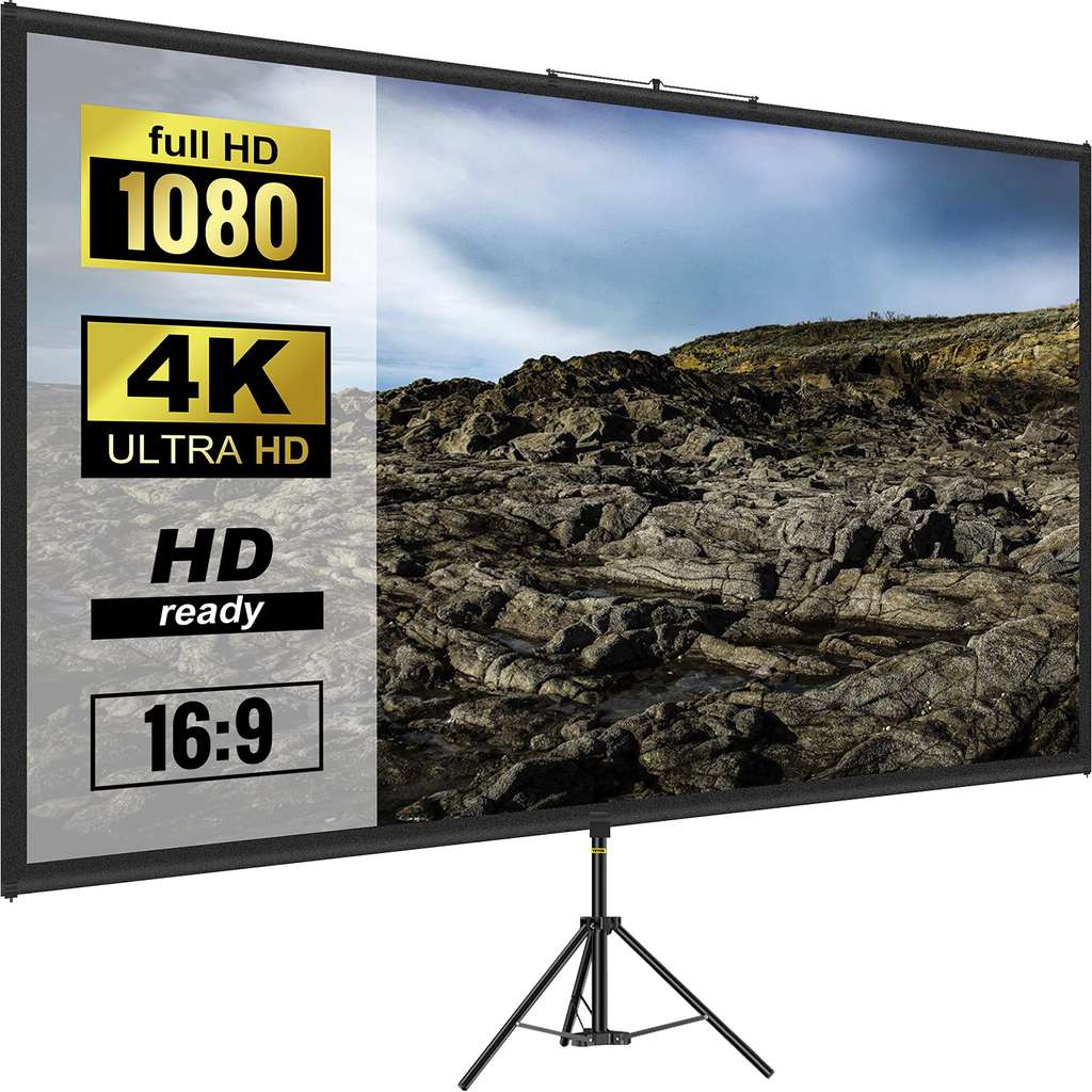 VEVOR Tripod Projector Screen with Stand, 70 inch 16:9 4K HD Projection ...