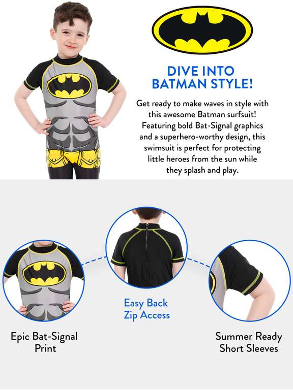 DC Comics Batman Swimsuit 2-5 Years at Amazon - £7.49 | hotukdeals