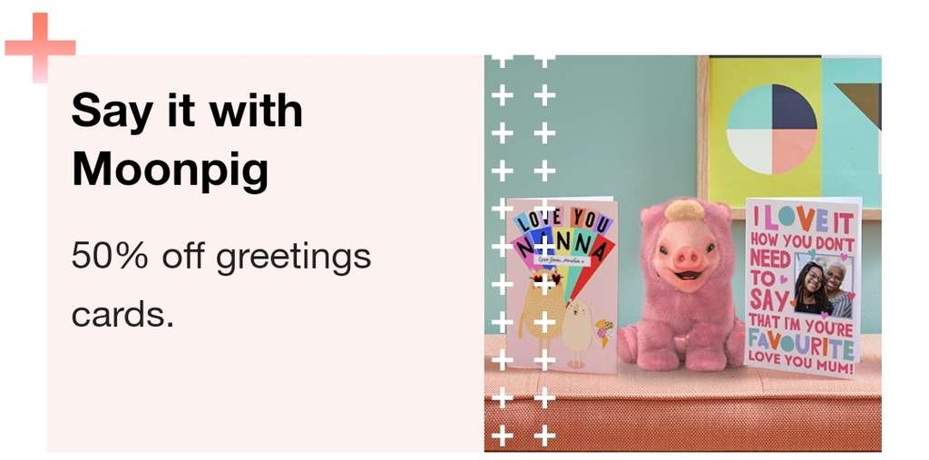 50 Off Standard size Moonpig Card Every Week With Three Rewards