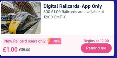 Railcard Deals ️ Cheap 16-25, 26-30 & Senior Cards | hotukdeals