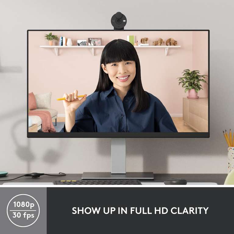 Logitech Brio 300 Full HD Webcam with Privacy Shutter, Noise Reduction ...