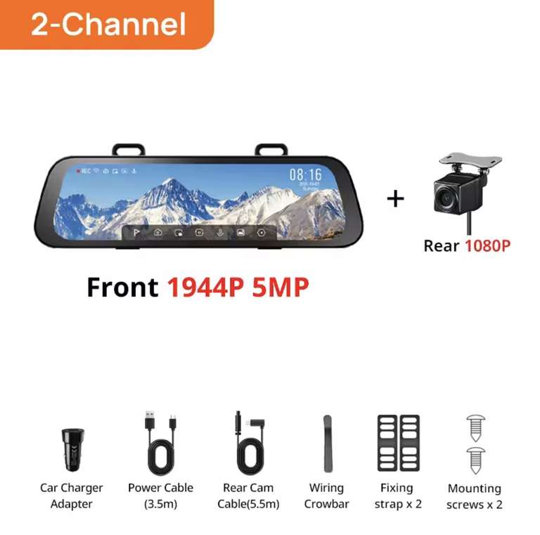 70mai Rearview Dash Cam S500 9.35'' Touch Screen – 118.35 at 70mai ...