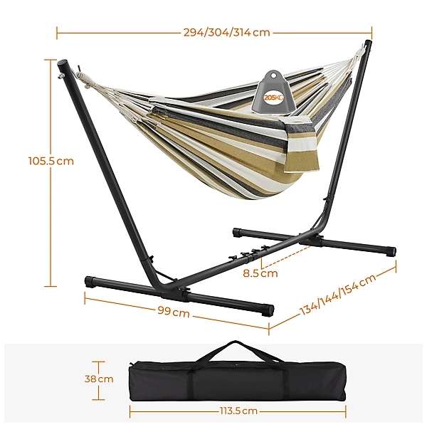 Yaheetech Desert Stripe Hammock Bed with Adjustable Steel Stand £49.99 ...