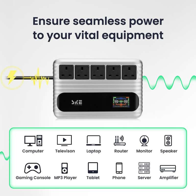 UPS Power Supply 850VA/480W Battery Backup & Surge Protector at ...
