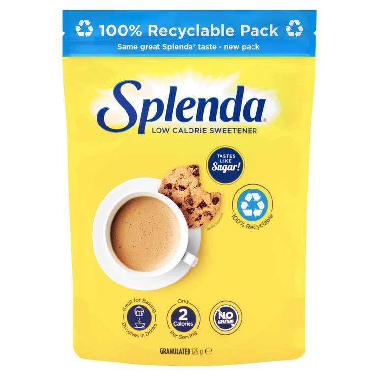SPLENDA No Calorie Sweetener Granulated Sugar Substitute 125g Pouch £5. ...