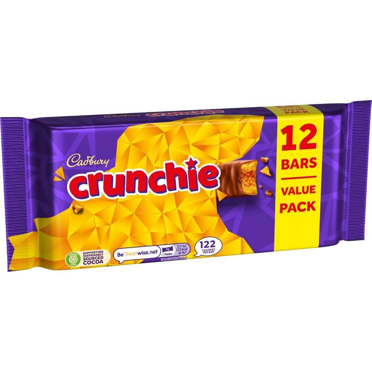 Cadbury Crunchie Chocolate Bar Multipack 12 x 26.1 g (£2.75 S&S ...