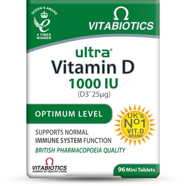 Vitamin D Tablets 1000IU Vitabiotics Ultra 96 count £2.56 at Amazon ...