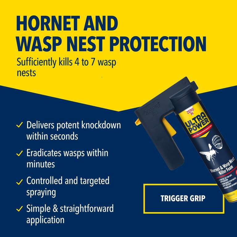 Zero In Ultra Power Wasp & Hornet Nest Killer 600ml £4.85 at Amazon ...