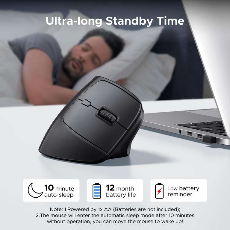 UGREEN Ergonomic Wireless Mouse, Bluetooth 5.4&2.4GHz Dual Modes ...