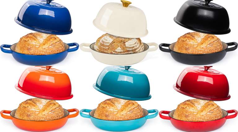 Nouvva Enamelled Cast Iron Dutch Oven Pot – 6 Quarts, 26cm, Red, £49.99 ...