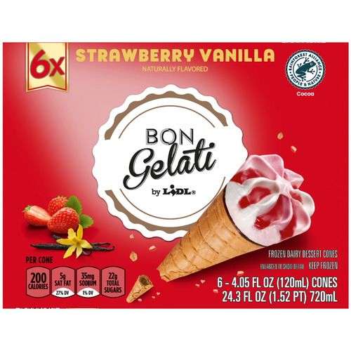 Bon Gelati Ice Cream Cones 6 Pack - 3 Flavours at Lidl for £1.75 ...