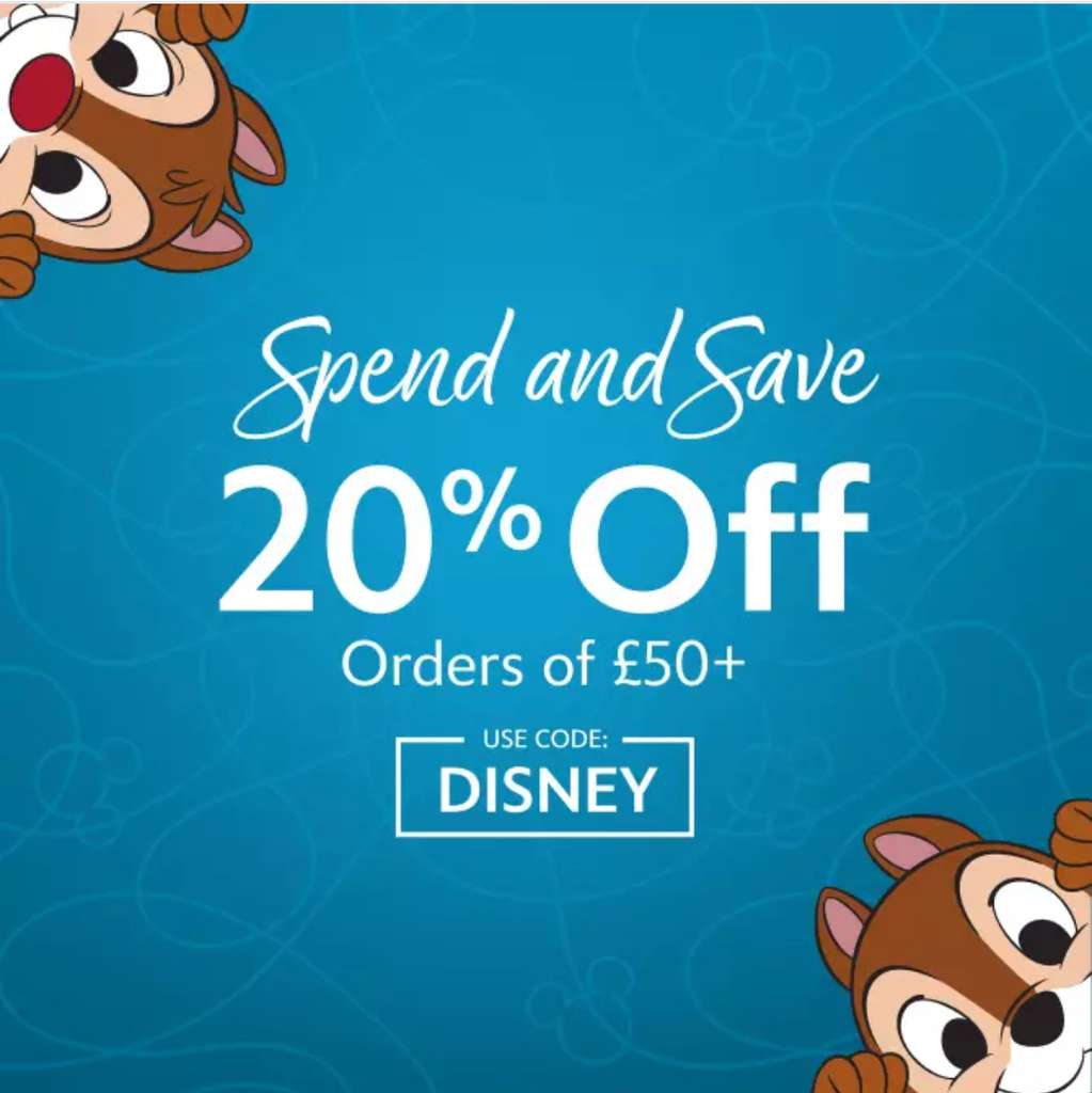 Save 20% on £50+ Purchases of Selected Items at Disney Store | hotukdeals