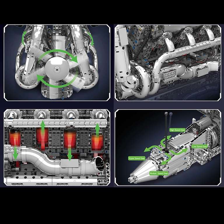 Mould King 10168 V8 Turbo Engine Build Block - 2899+ Parts, UK Shp ...