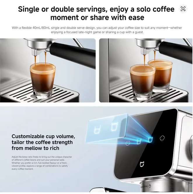 Xiaomi Semi-automatic Espresso Machine Low-pressure Pre-infusion Steam ...