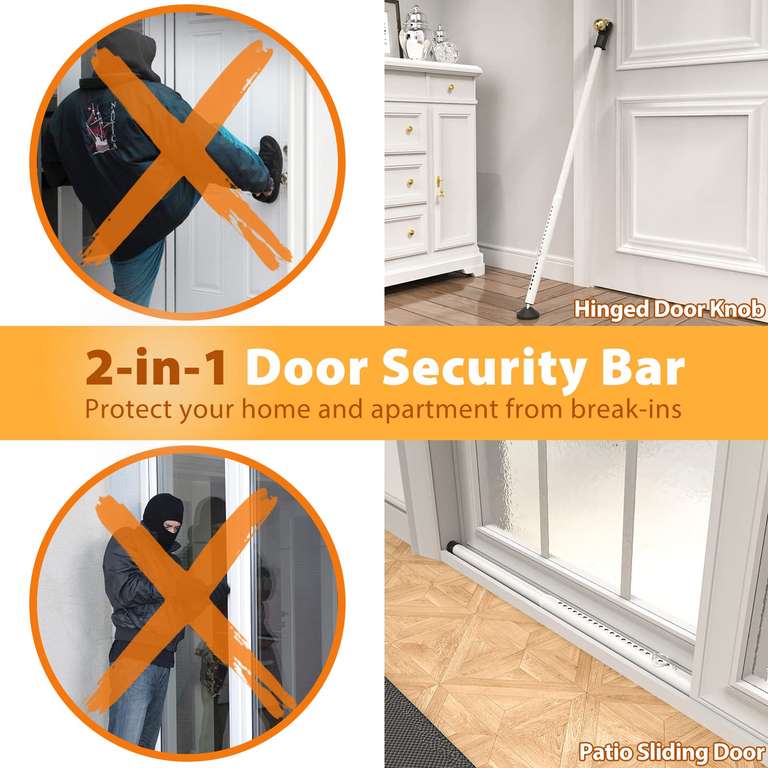 Adjustable Door Security Bars - 2 Pack price 8.59 at BargainFox ...