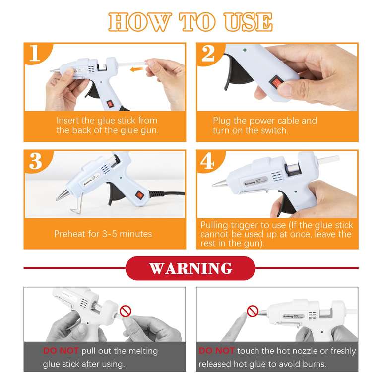 BeiHeng 20W Hot Melt Glue Gun 7mm x 100mm Sticks £7.99 at Sanzeii / FBA ...