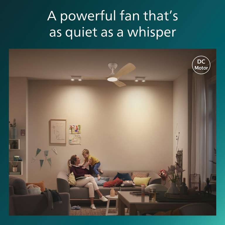 Philips Olas Ceiling Fan 42 with 24W LED Light & DC Motor, £111.99 at ...