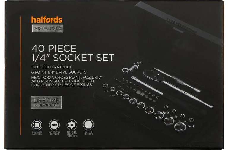 Halfords Advanced 40 Piece 1/4 Socket Set at £27.49 – Lifetime ...