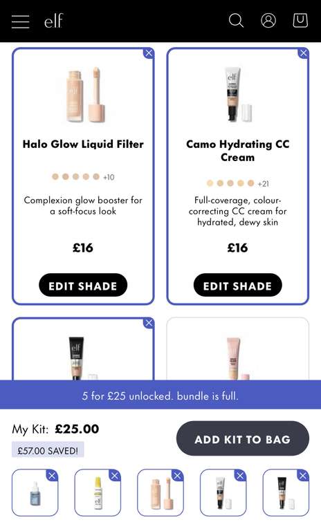 e.l.f. Cosmetics 5 Item Bundle for £25 - Save Up to £57! at e.l.f ...