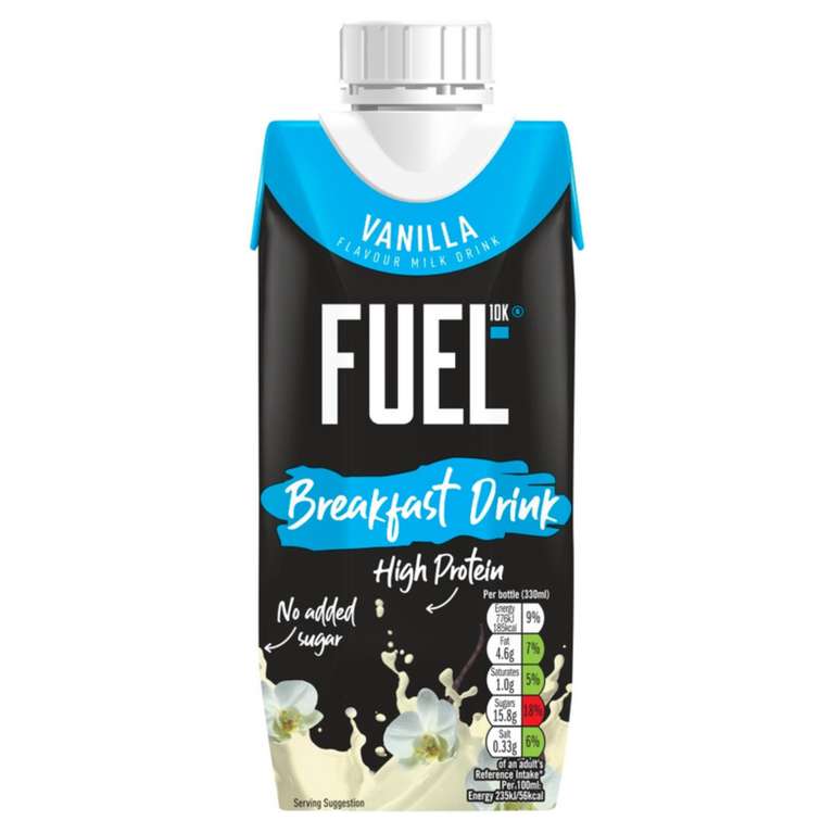Fuel 10K High Protein Liquid Breakfast Vanilla 330ml Hot deal x 4 ...