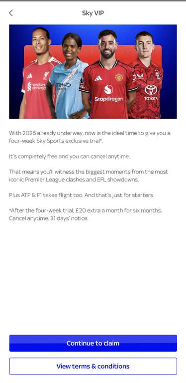 Sky Sports Free 4 Week Trial via Sky VIP at Sky Digital - 0.00? UK