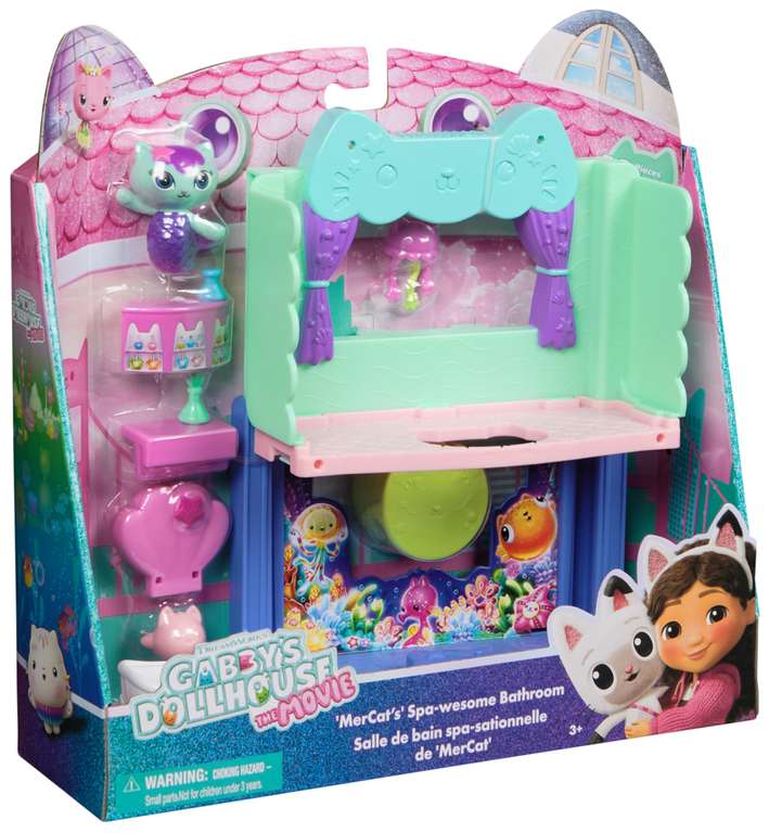 Gabby's Dollhouse: The Movie, MerCat's Spa-wesome Bathroom, Toy Figure ...