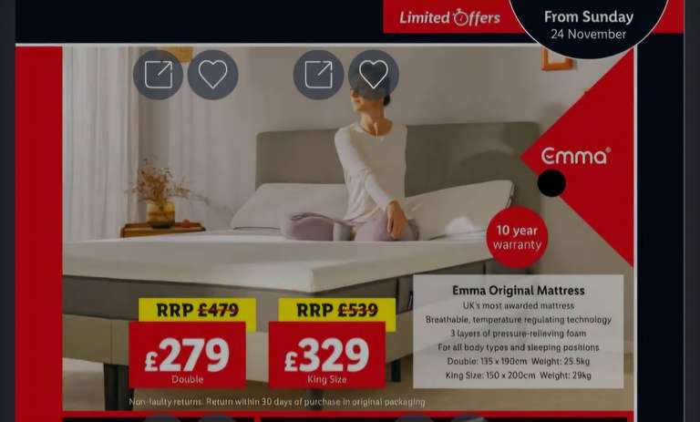 Emma Original Mattress from £279 at Lidl - Double & King Sizes ...