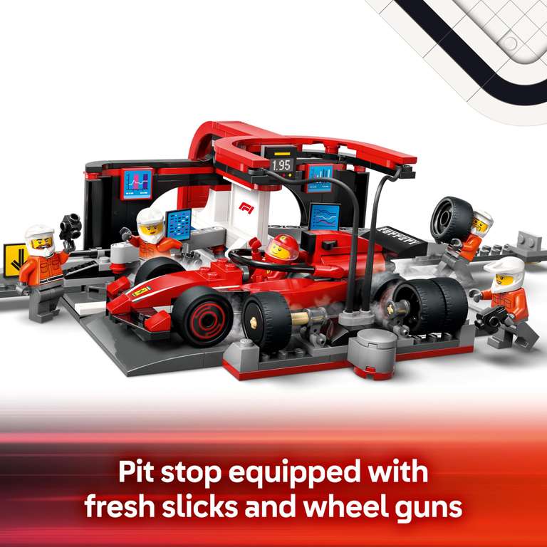 LEGO City F1 Pit Stop & Pit Crew with Ferrari Car 60443 £17.99 at ...