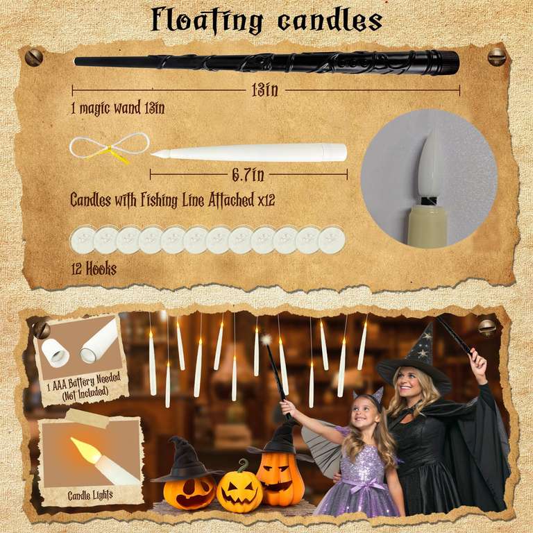Flameless Hanging Candles with Timer, Battery Operated Taper Candles ...