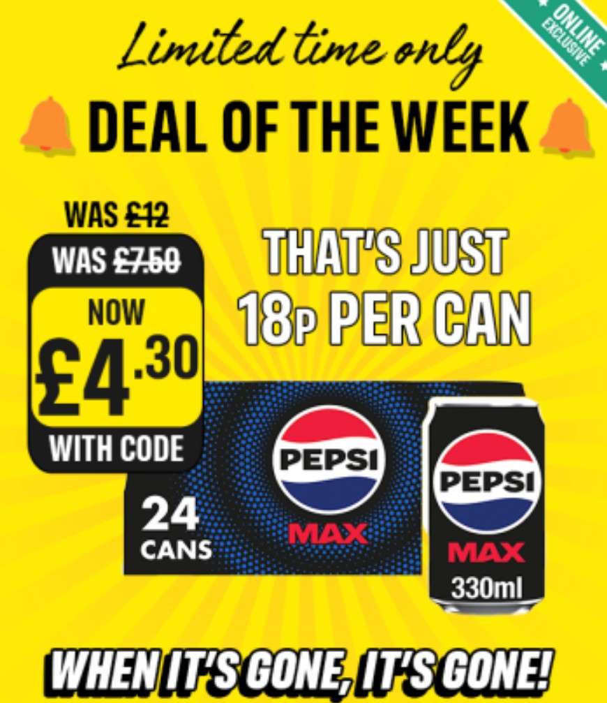 Pepsi Max 24x330ml - £4.30 at Iceland - Max 1 Per Customer - Online ...
