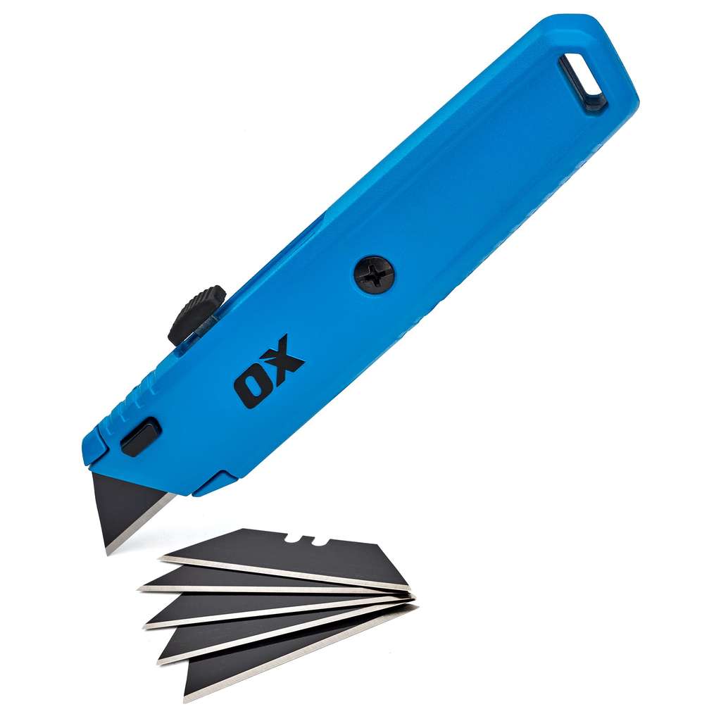 OX Trade Retractable Utility Knife Including 5 SK5 Blades with Storage ...