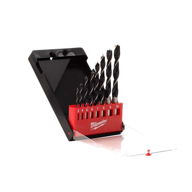 Milwaukee 8pc Straight Shank Double-Flute Brad Point Drill Bit Set ...