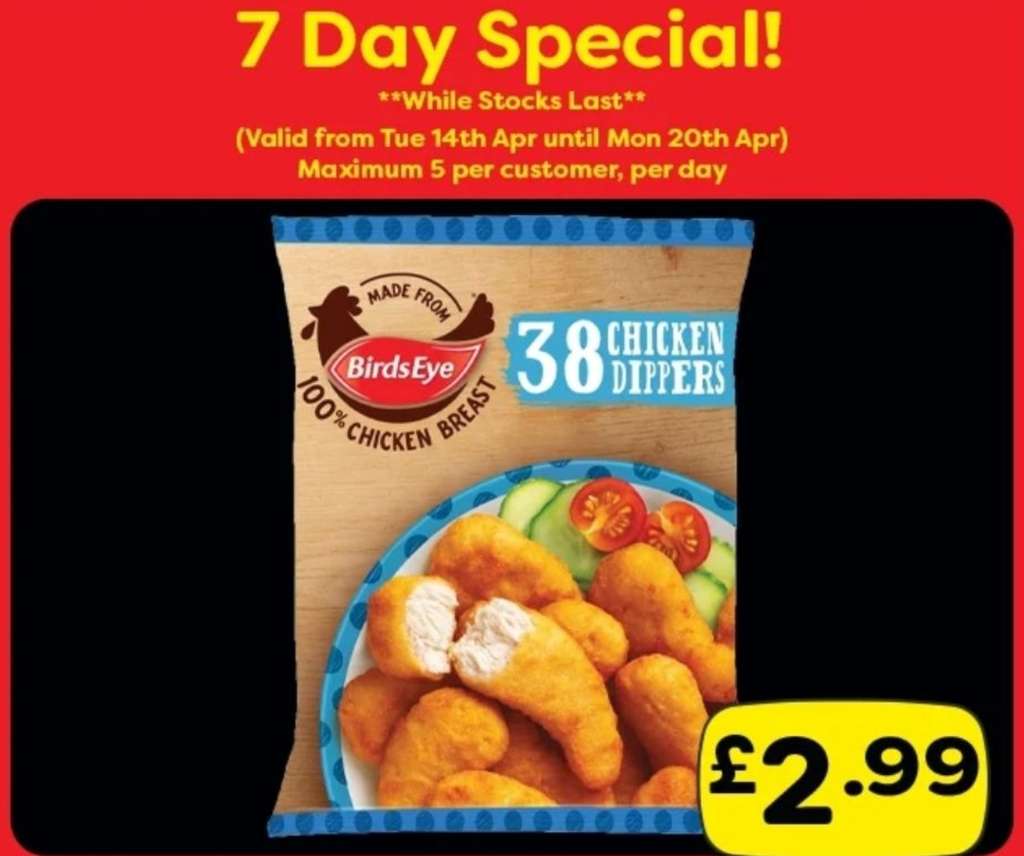 Birds Eye 38 Chicken Dippers at FarmFoods – £2.99, new deal | hotukdeals