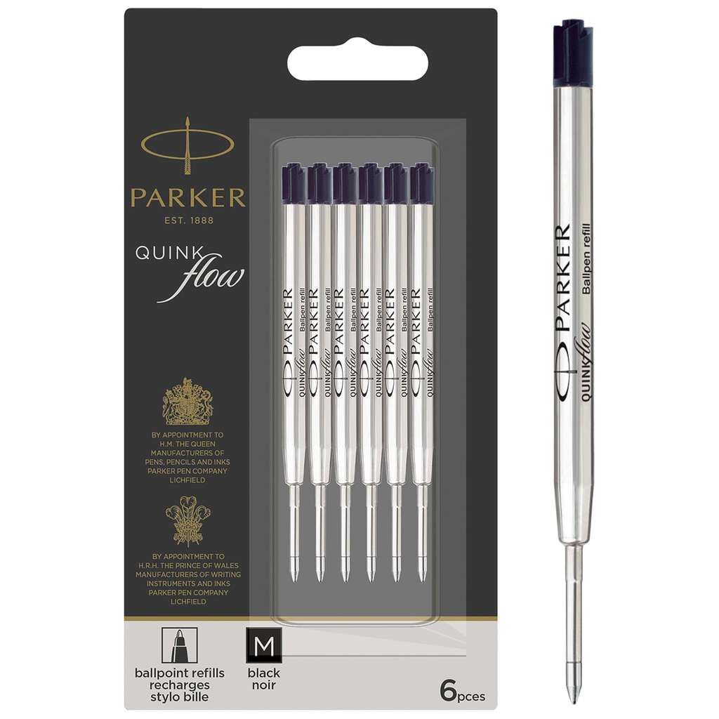 Parker Ballpoint Pen Refills | Medium Point | QUINKflow Ink | 6 Count ...