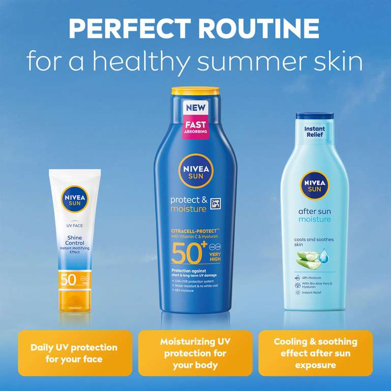 NIVEA SUN Protect & Moisture Sun Cream Lotion SPF 50 400 ml £6.17 at ...