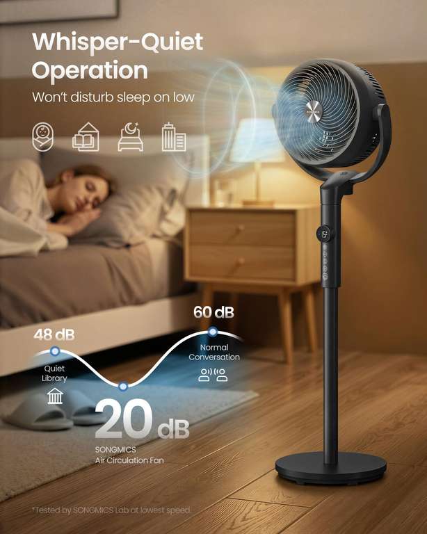 SONGMICS Standing Fan for Bedroom - £59.49 at Amazon | hotukdeals