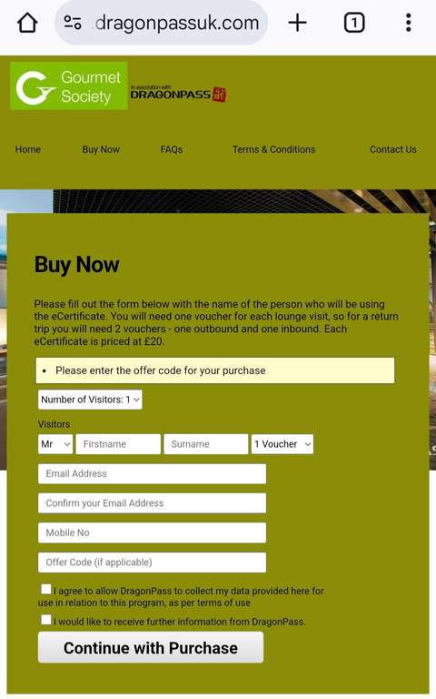 DragonPass Lounge Access for £20 with Code at Gourmet Society | hotukdeals