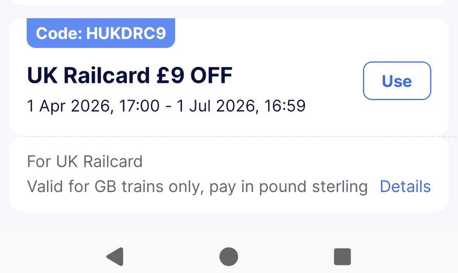 1-Year Railcard via app with code HUKDRC9 – Trainpal £26 at Trainpal ...