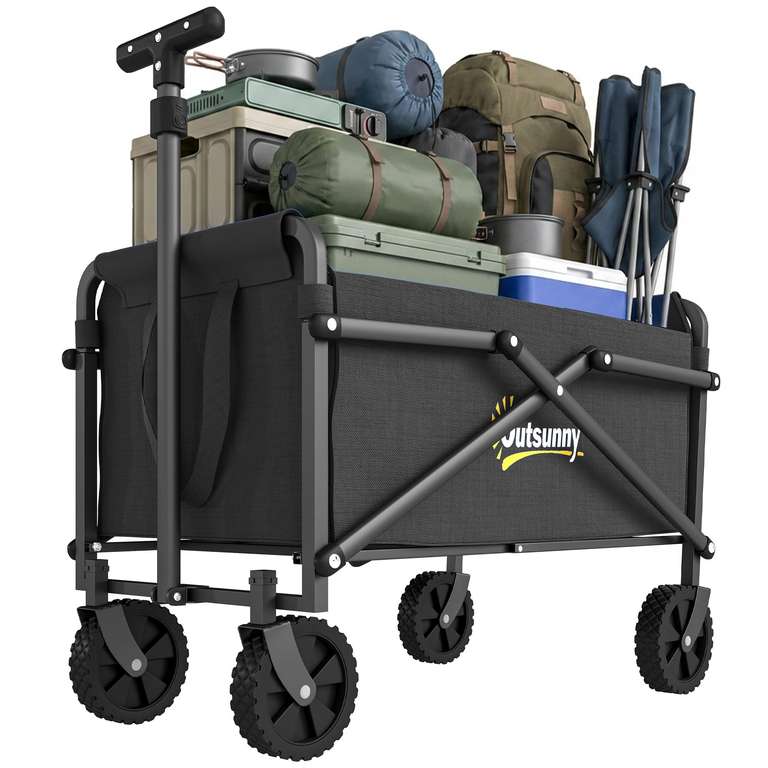 Outsunny 62L Festival Trolley on Wheels, Portable Small Folding Trolley ...