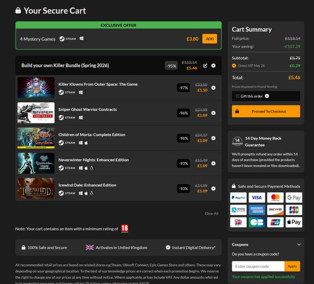 PC-Steam Killer Bundle: 5 Games Spring 2026 at Fanatical - £5.46 ...
