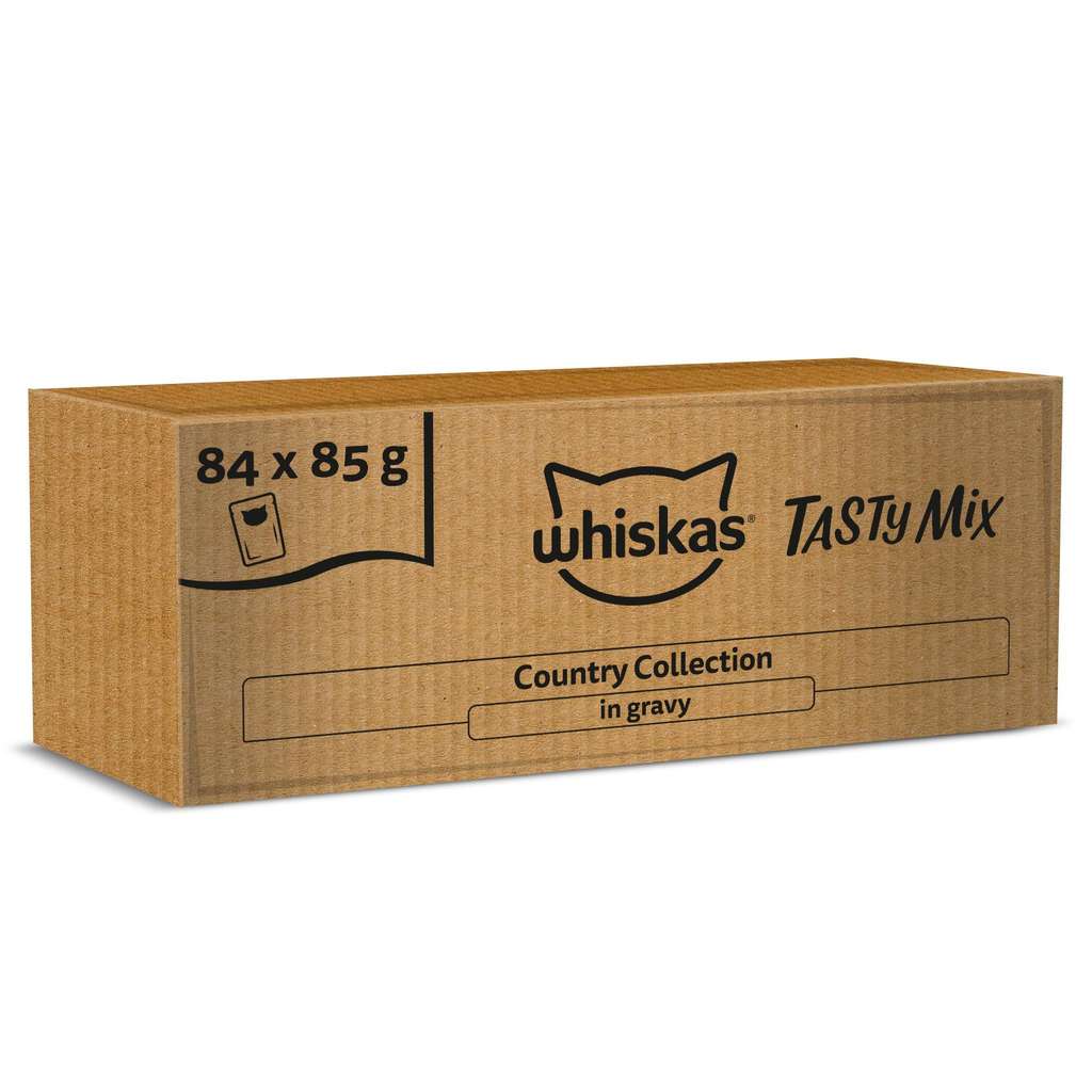 Whiskas 1+ Adult Tasty Mix in Gravy 84 Pouches, Megapack (84 x 85g ...