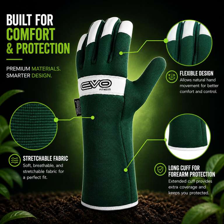 EVO Fitness Gardening gloves Tough Thorn Proof Comfortable Breathable ...