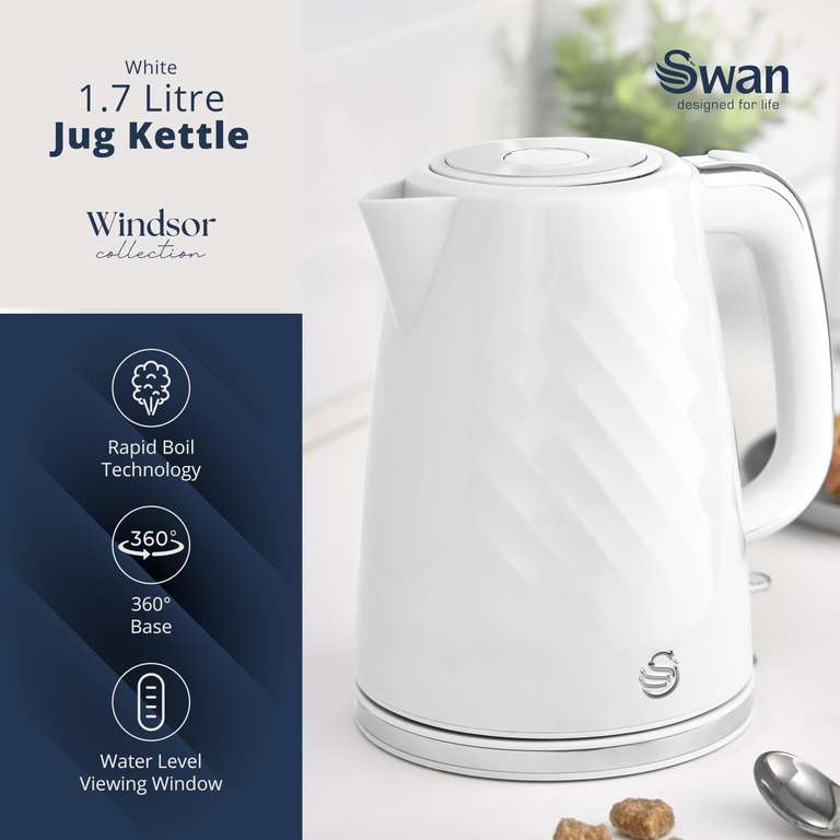 Swan Windsor Rapid Boil Kettle with Removable Limescale Filter, Boil ...