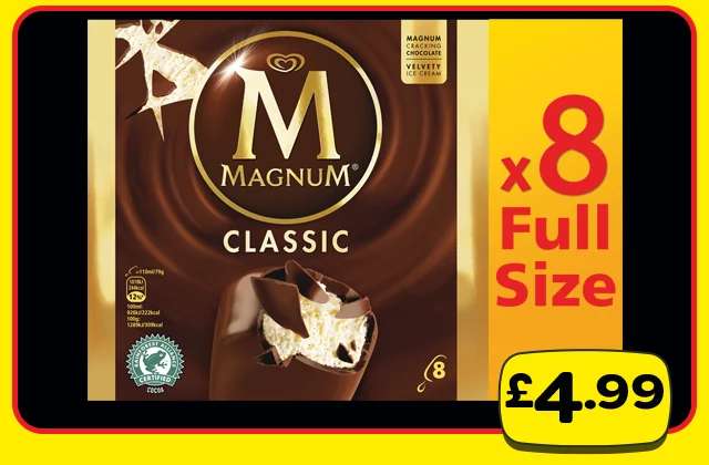 Magnum Classic x 8 Full Size Ice Cream Sticks £4.99 at FarmFoods ...