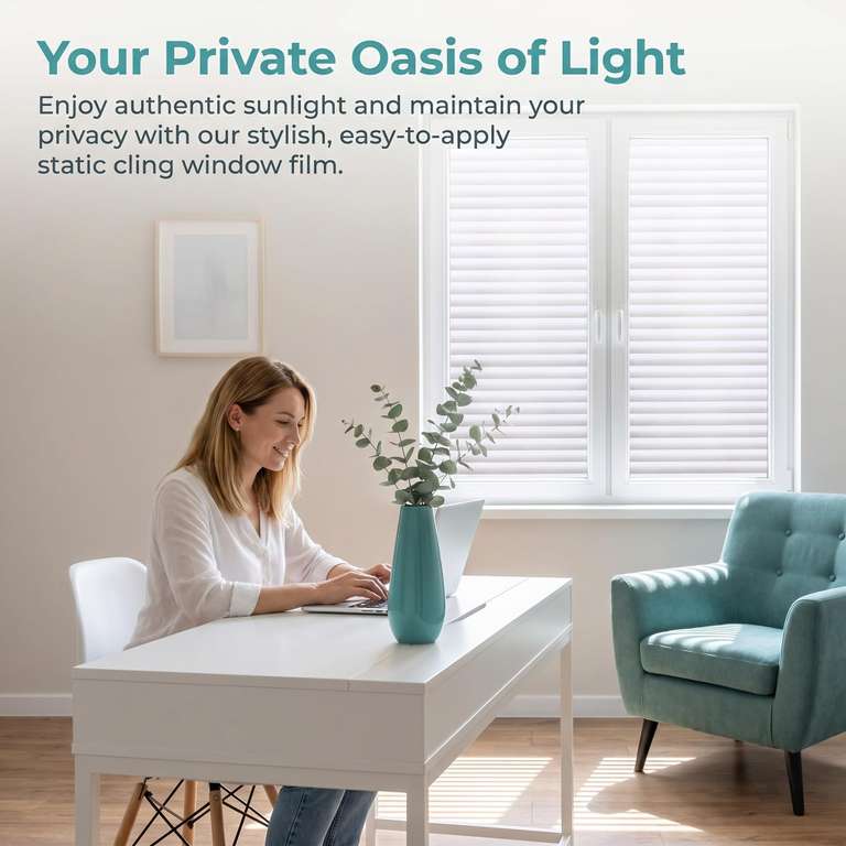 Frosted Blinds Privacy Window Sticker for Glass – 44.5 x 200cm, Static ...