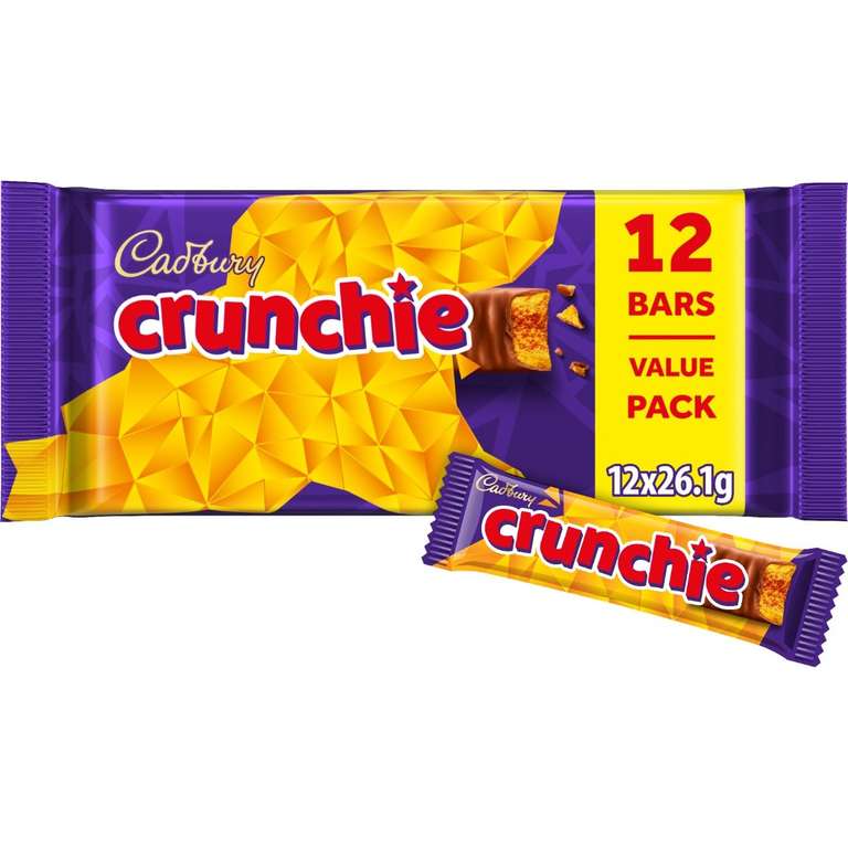 Cadbury Crunchie Chocolate Bar Multipack 12 x 26.1 g (£2.75 S&S ...