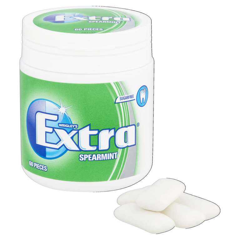 Extra Chewing Gum Bottle Sugar Free, Spearmint Flavour, 60 Pieces (Pack ...