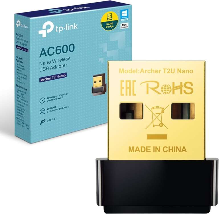 TP-Link Archer T2U Nano WiFi Dongle AC600 USB Adapter for PC - £7.49 at ...