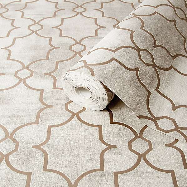 GoodHome Rylstone Taupe Metallic Wallpaper – Geometric Textured, at B&Q